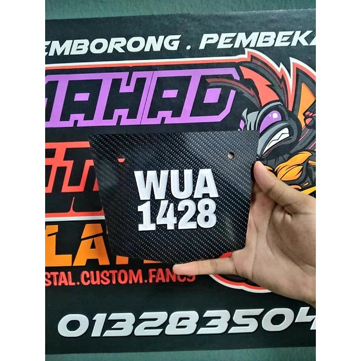 MAHADSTORE NUMBER PLATE KRISTAL PAPAN CARBON FIBER STICKER 5D MURAH ...