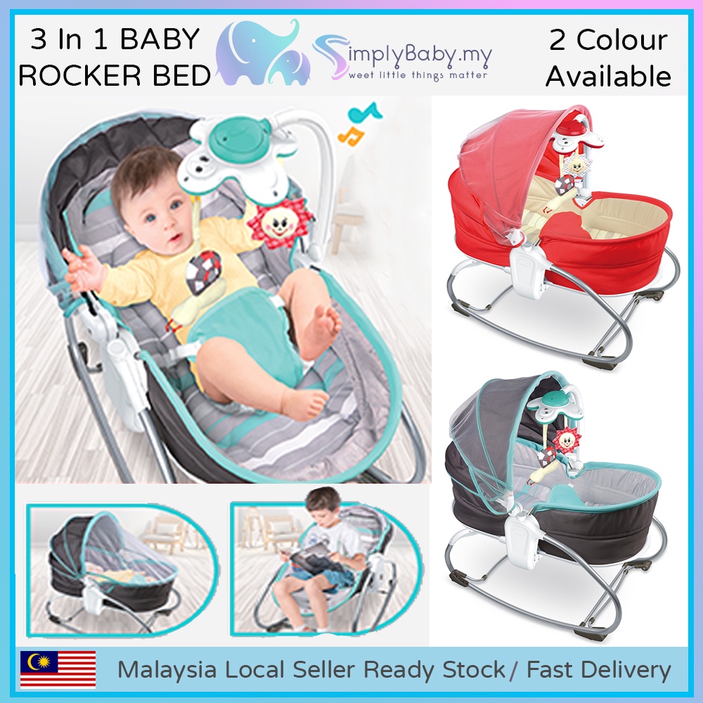 SIMPLYBABY UPGRADE 3IN1 Rocker Napper With Net Vibration Rocking Chair ...
