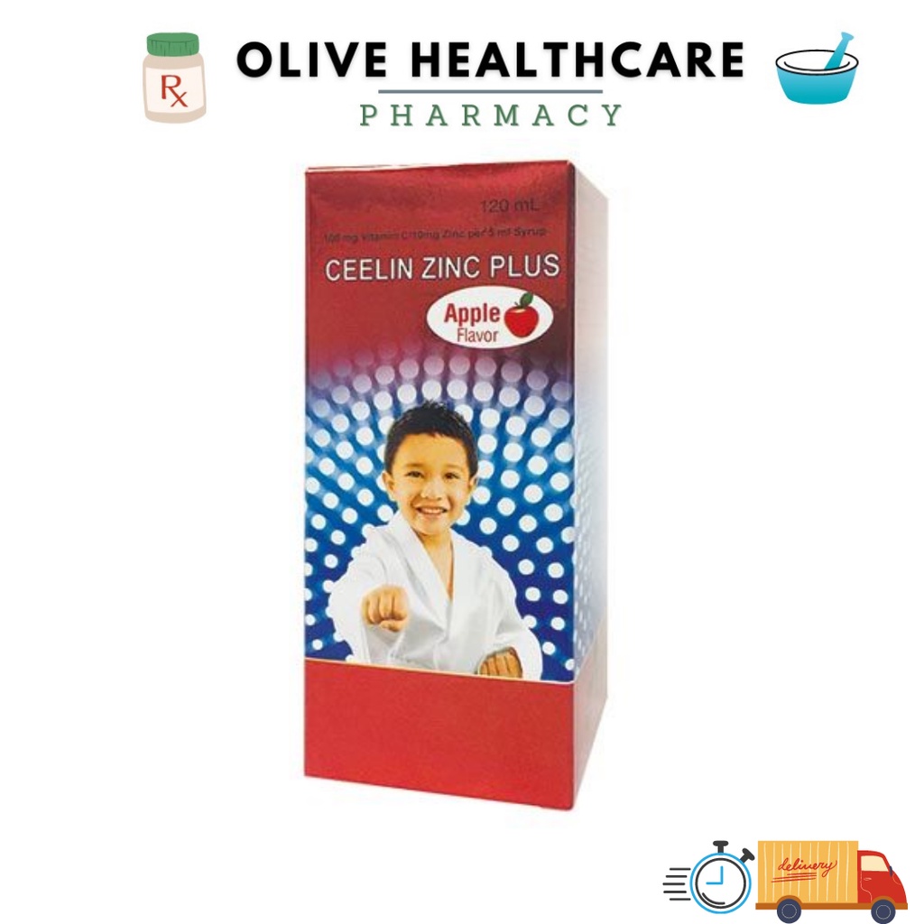 Ceelin Zinc Plus (Apple Flavor) Syrup for Sore Throat Immune Booster ...