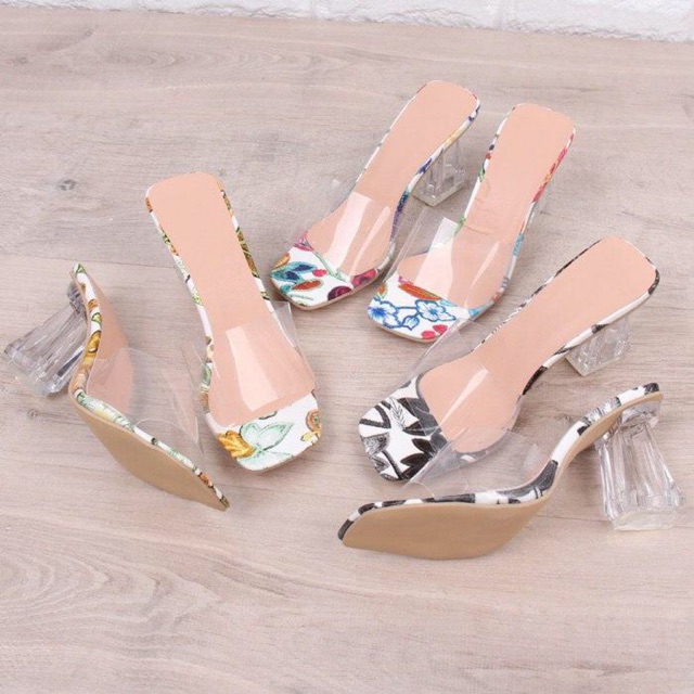 0203 Sendal Heels Motif Summer Summer Right Crystal Sendal Women Sendal ...