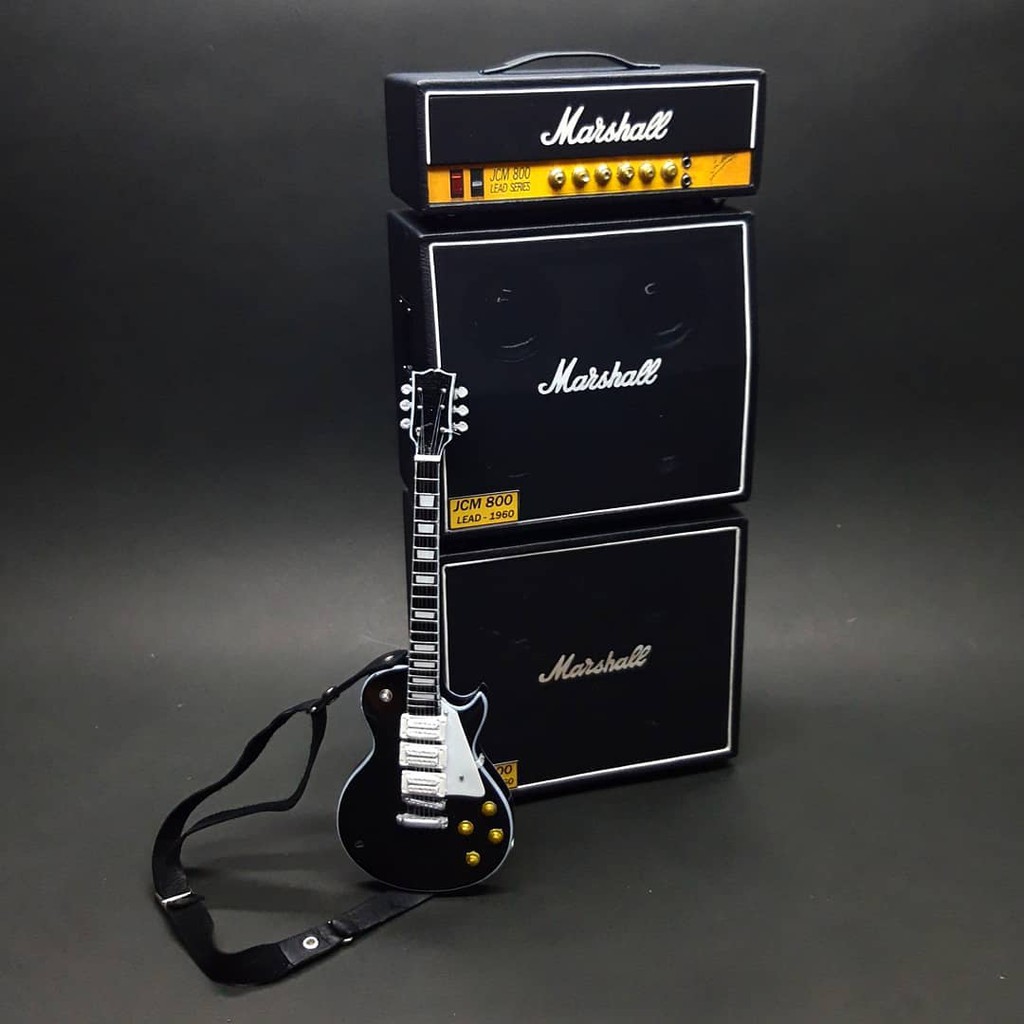 Miniature Gibson Lespaul Guitar and Miniature Sound Amplifier Marshall ...