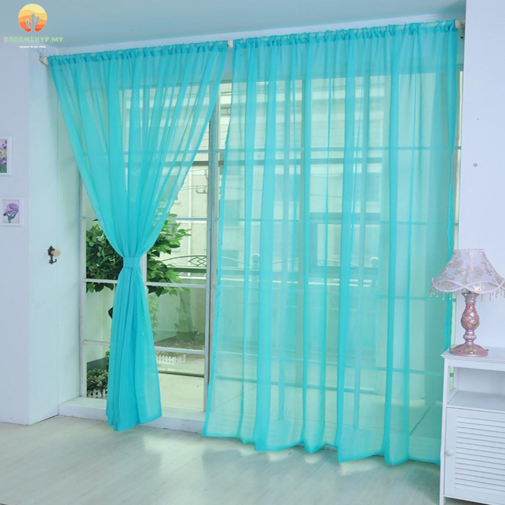 Solid Color Sheer Voile Curtain Window Sheer Curtain Semi Transparent ...