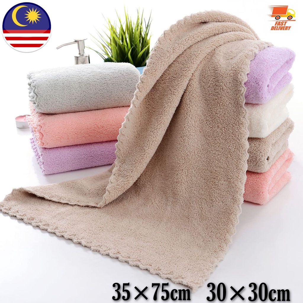 35x75cm 30x30cm Coral Velvet Microfiber Bath Towel Absorbent Water High ...