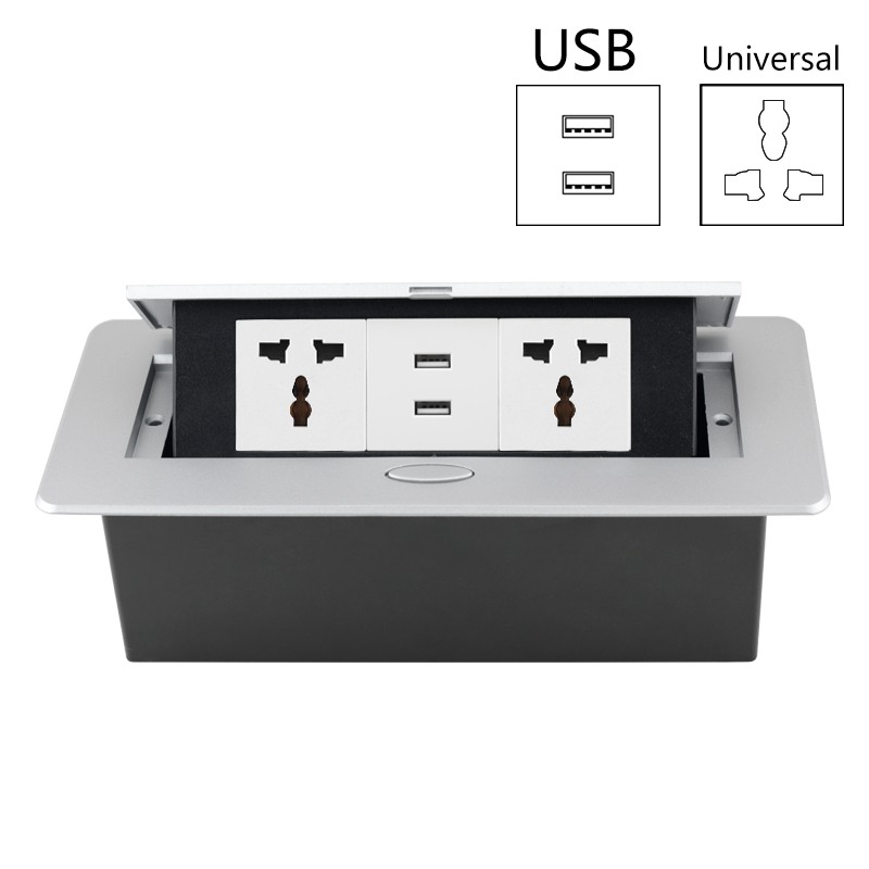 Atlectric Universal Plug Desktop Recessed Power Strip Socket Table ...