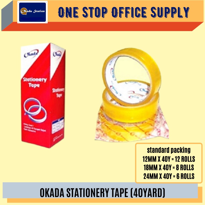 OKADA Stationery Tape (40Yard) / OPP Tape / Transparent Tape / Clear ...