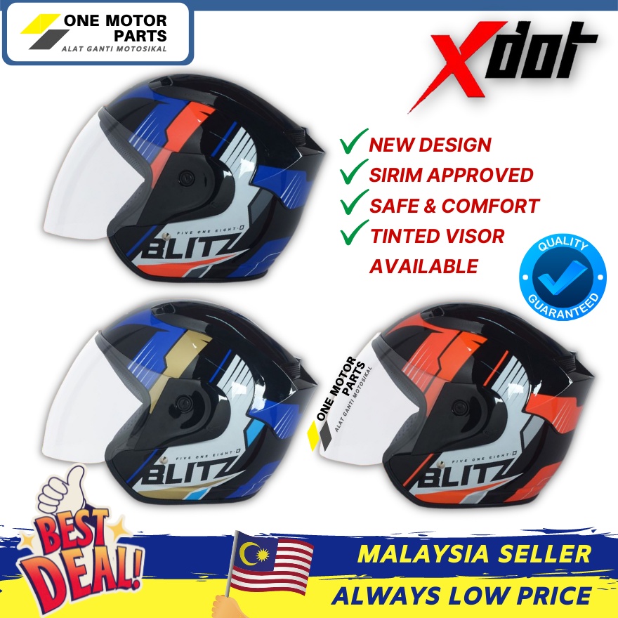 Best Deal XDOT Helmet BLITZ G518b New Design Open Face Tinted Visor ...