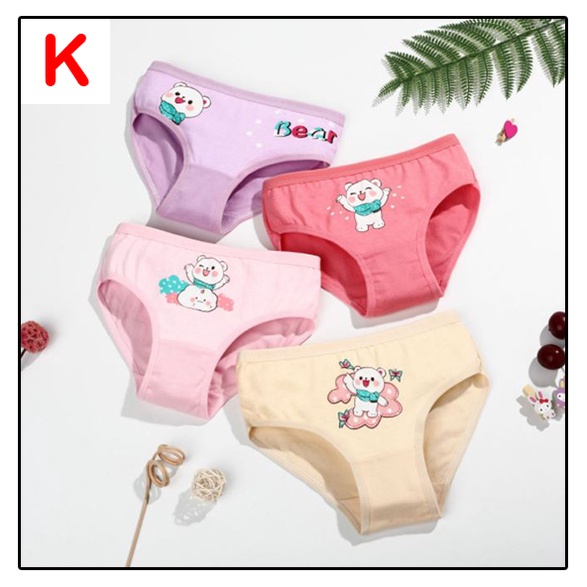 4pcs/set Baby Girl Underwear Cotton Soft Kid Panties Seluar Dalam Gadi ...