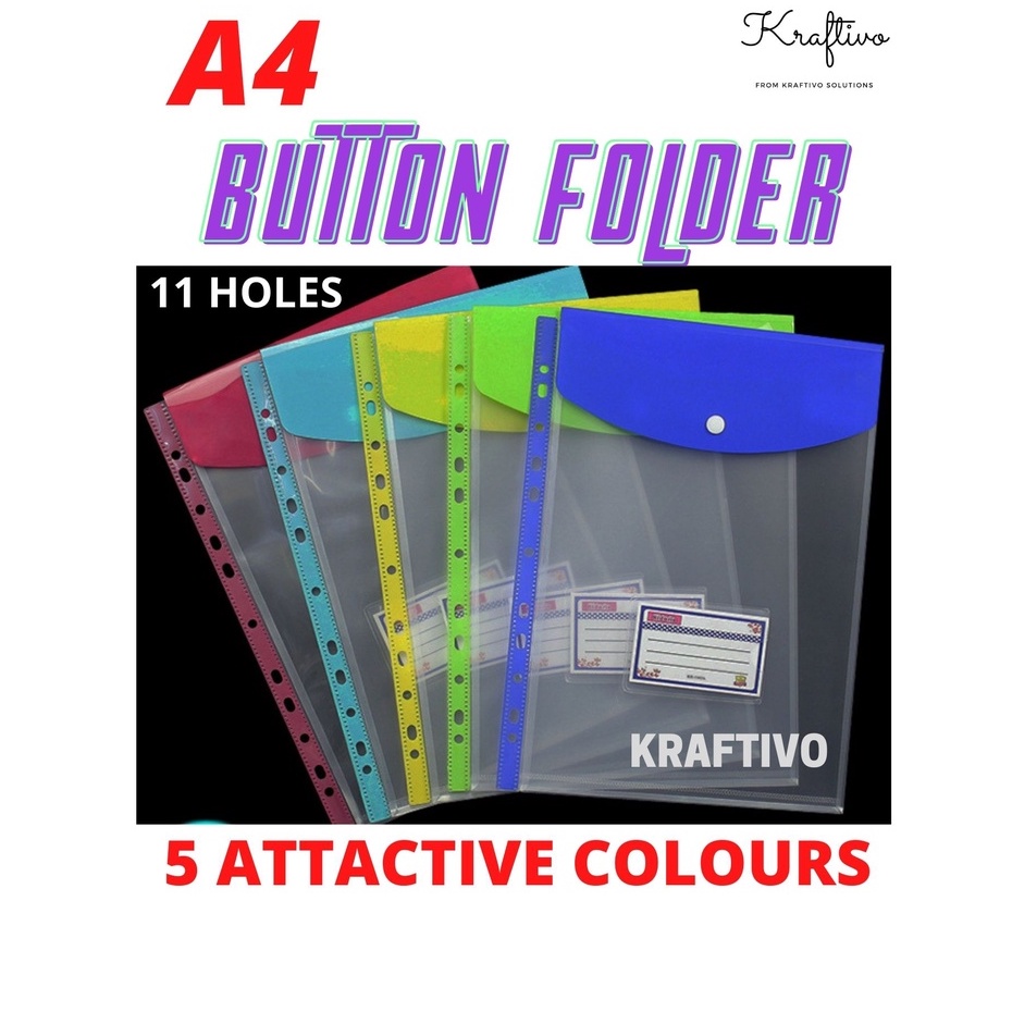 [ 11 HOLES ] KIDARIO A4 11 HOLES BUTTON FOLDER / STRING FOLDER WITH ...