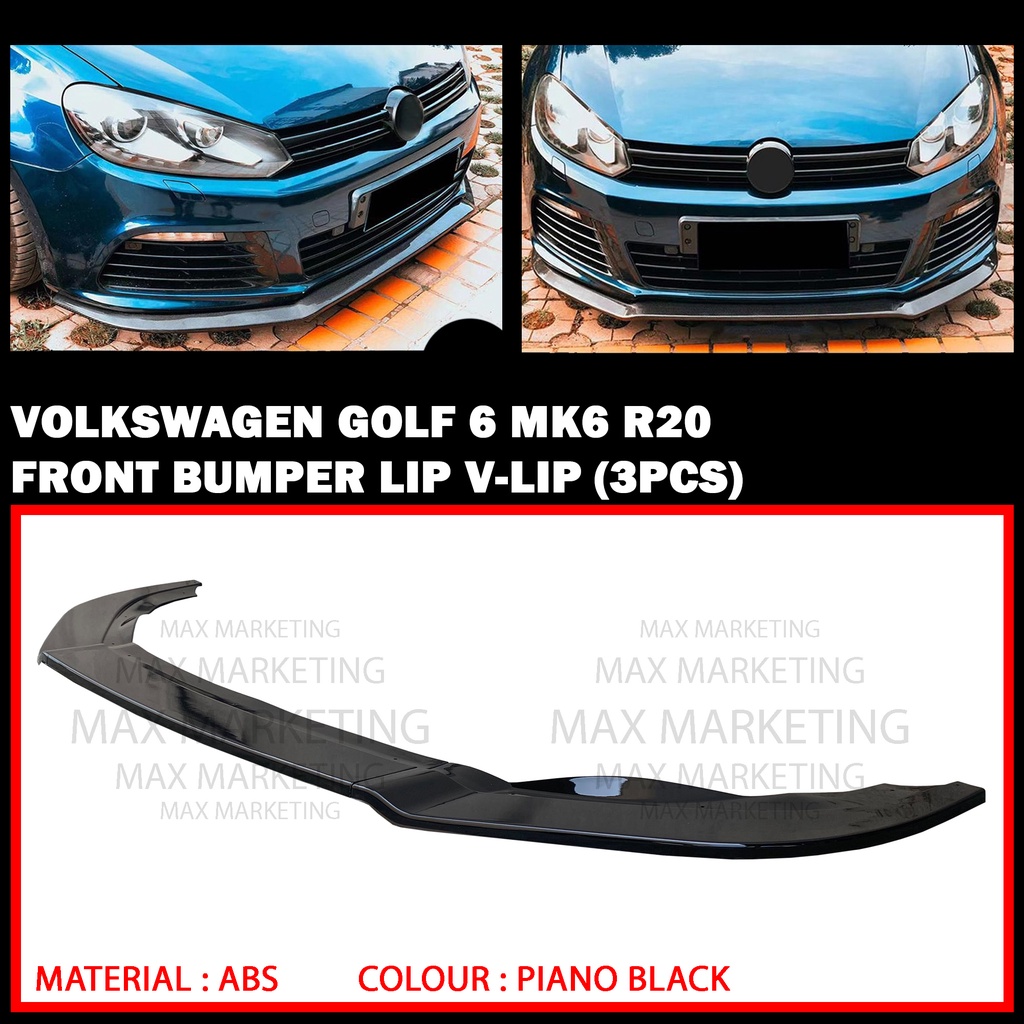 VOLKSWAGEN GOLF MK6 R20 FRONT BUMPER LIP FRONT V-LIP ABS SKIRT LIP ...