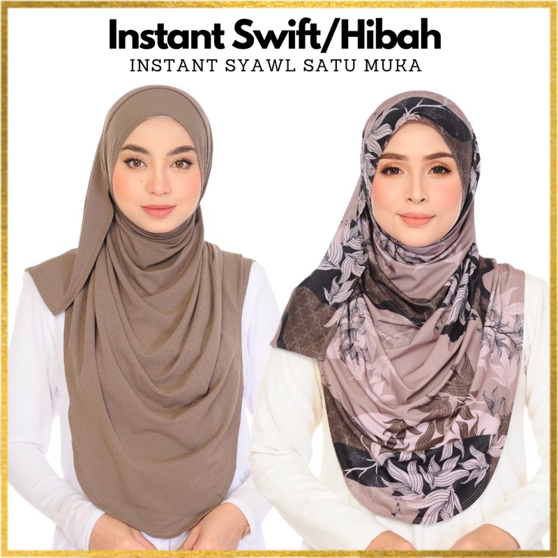 INSTANT SHAWL HIBAH PRINTED MOSCREPE IRONLESS TUDUNG SHAWL SATU MUKA ...