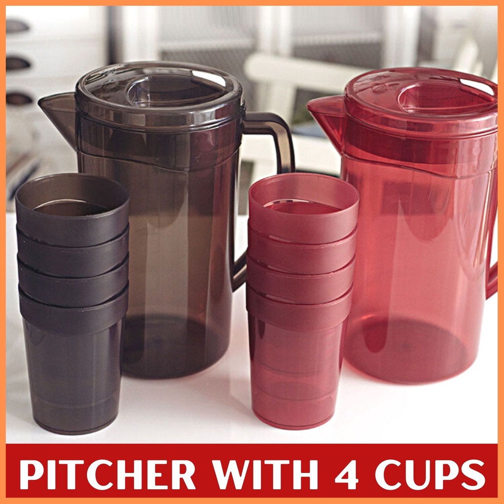 YF Premium 1500ml Pitcher With 4 Cups High Quality Plasticware Water ...
