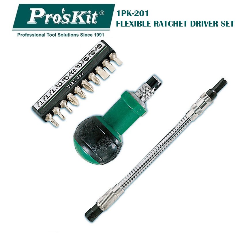 (DISPLAY SET OFFER) Pro'sKit 1PK-201 Flexible Ratchet Driver Set ...