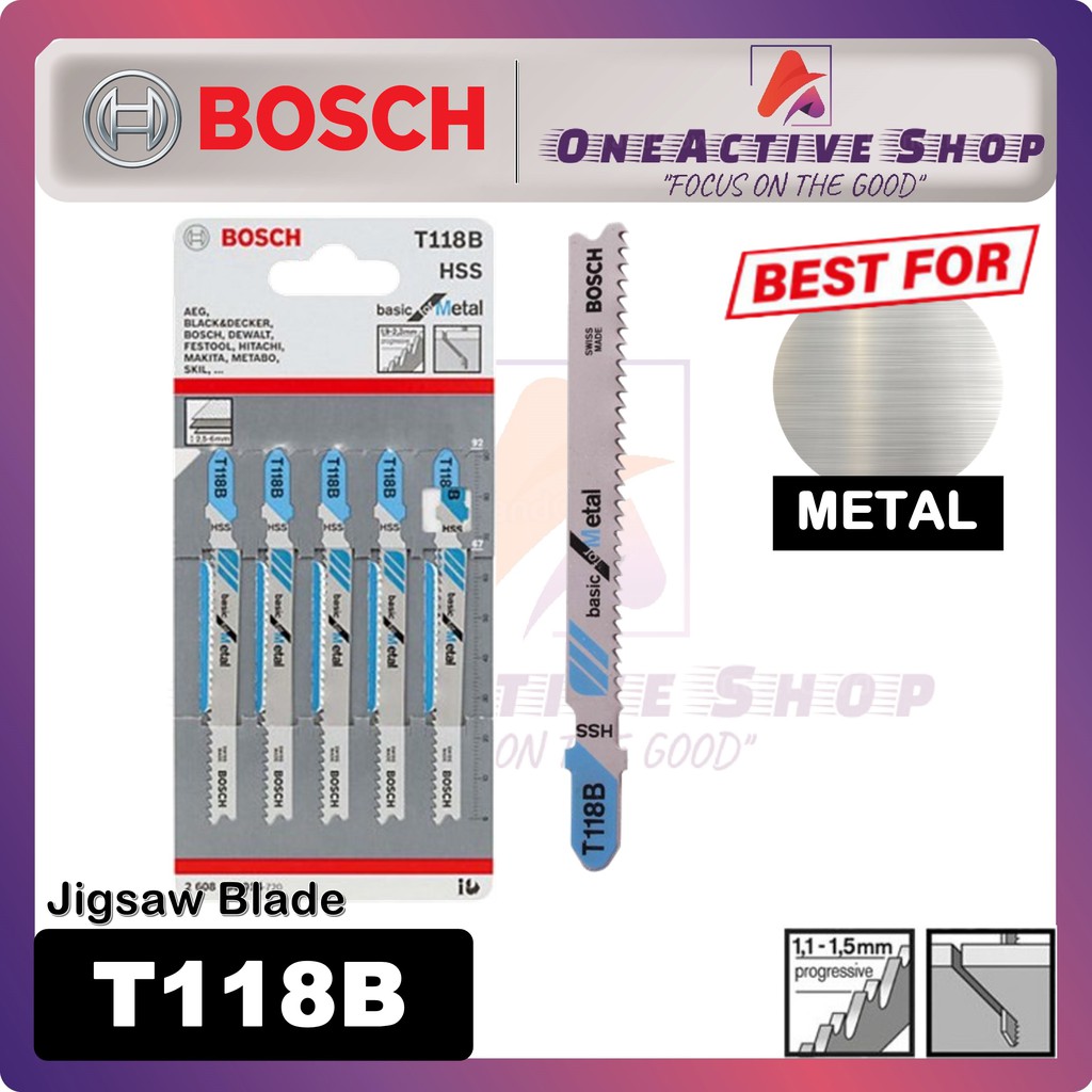 BOSCH T118B Jigsaw Blades For Metal ( 1 Pcs / 1 Pack ) - 2608631014 ...