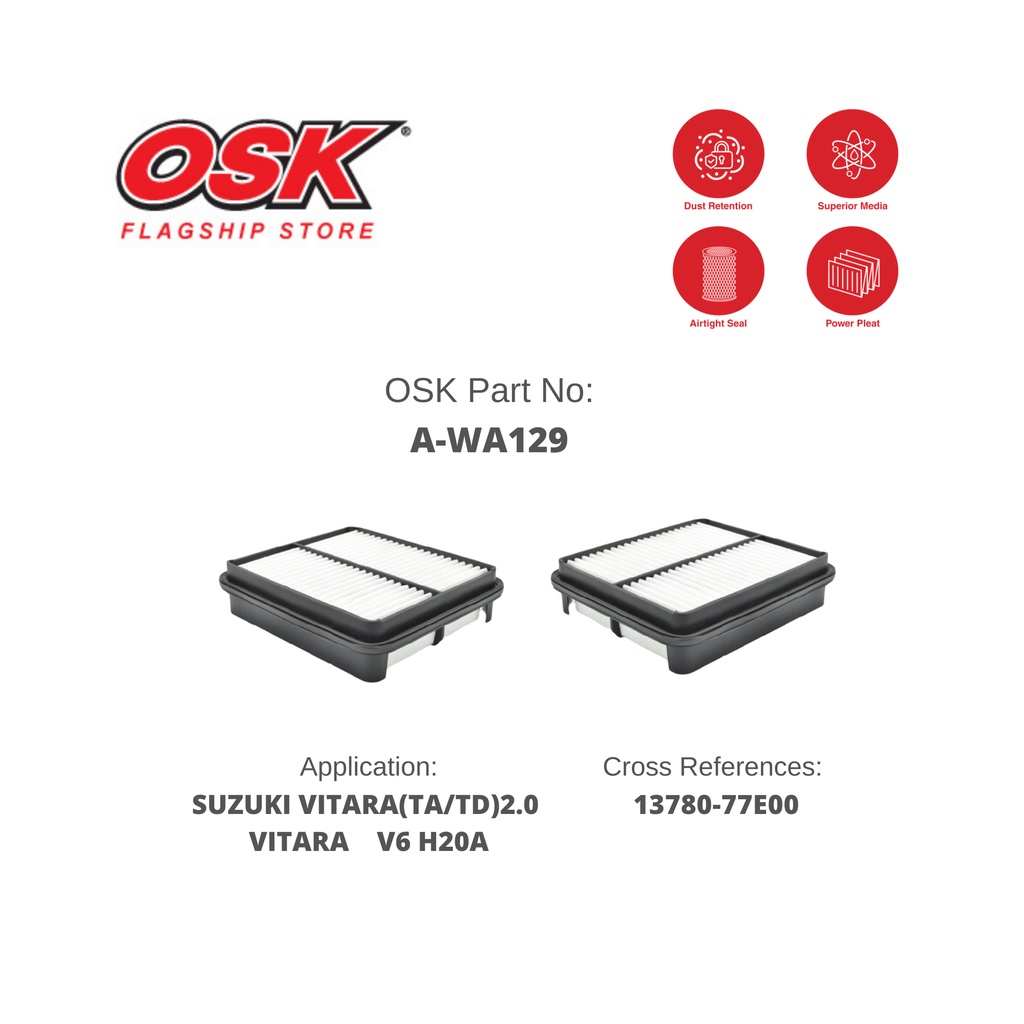 OSK AIR FILTER for SUZUKI VITARA(TA/TD)2.0 13780-77E00 | Shopee Malaysia