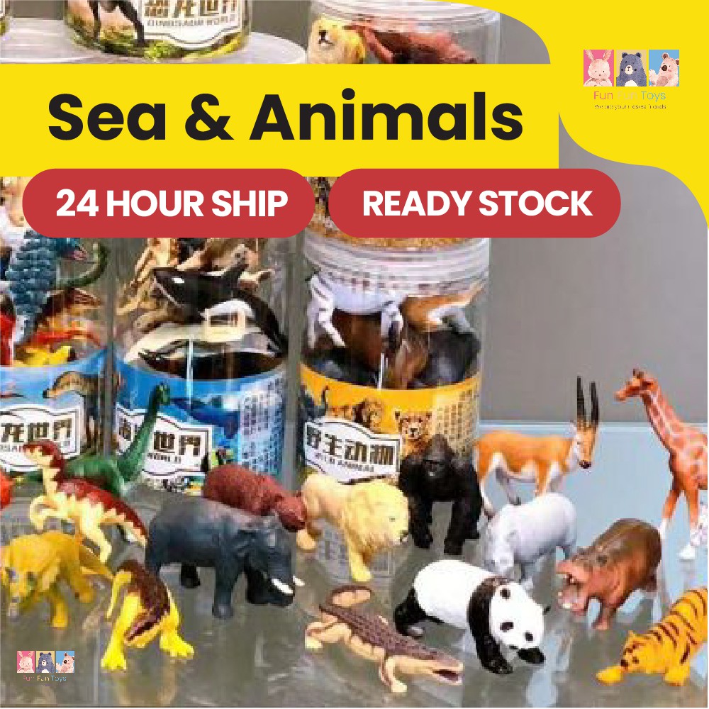 12pcs Solid Wild Animals Sea Animals Dinosaur figures Model Decoration ...