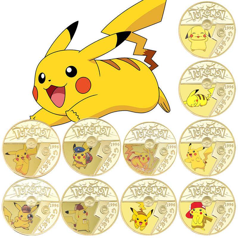 Pokemon Pikachu main Commemorative Coin Anime Collection Gold foil leaf ...