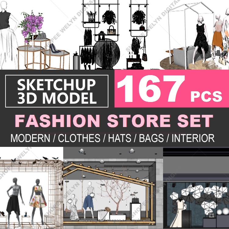 SketchUp | 3D Model 3D Model Fashion shop supply Set 113 for home ...