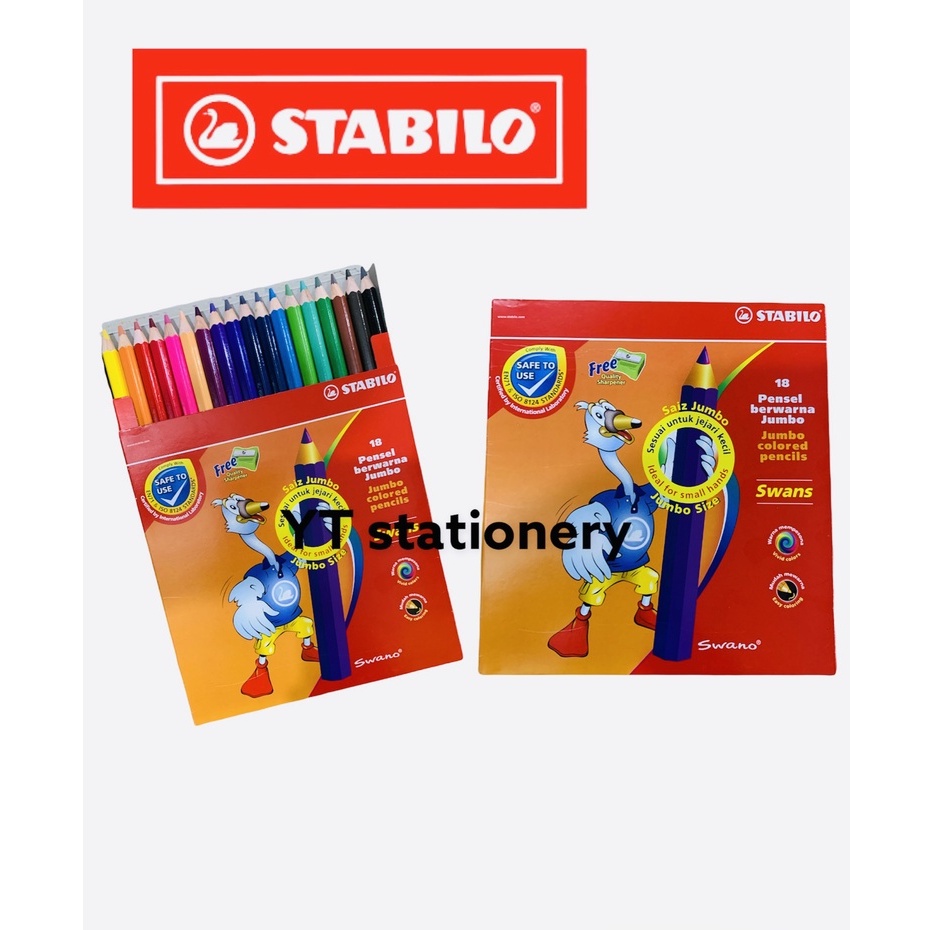 STABILO JUMBO COLOUR PENCIL 12S / 12L / 18L / 24L [1873J] (READY STOCK ...