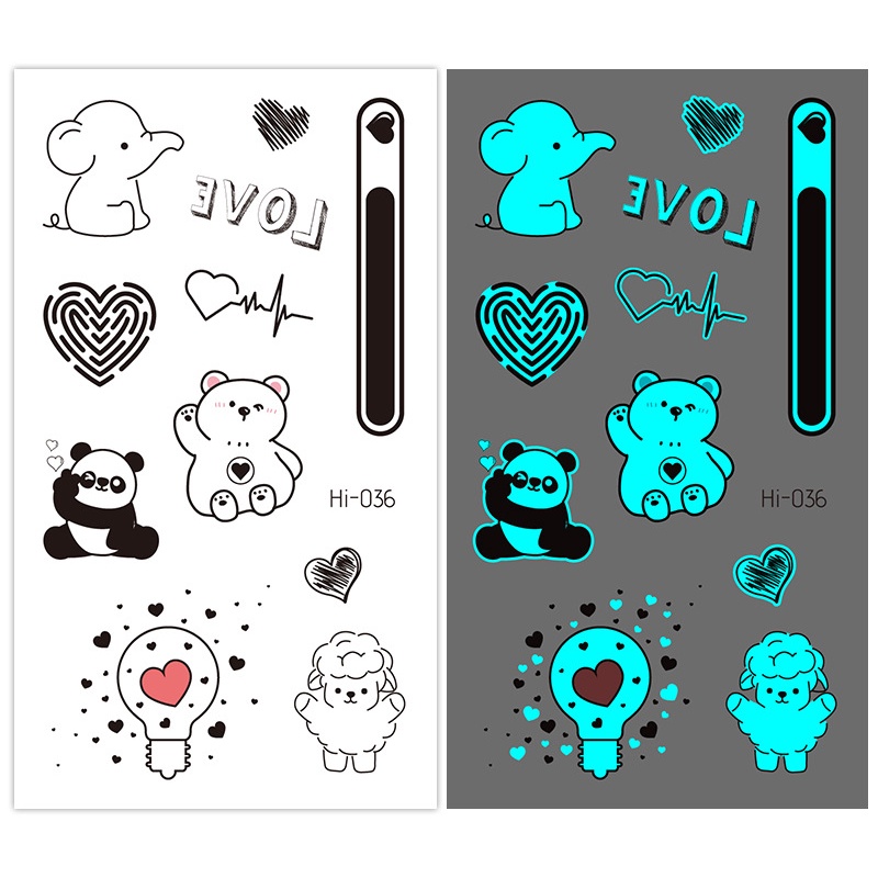 Womens Mens Kids Luminous Cartoons Lovely Party Elephant Temporary ...