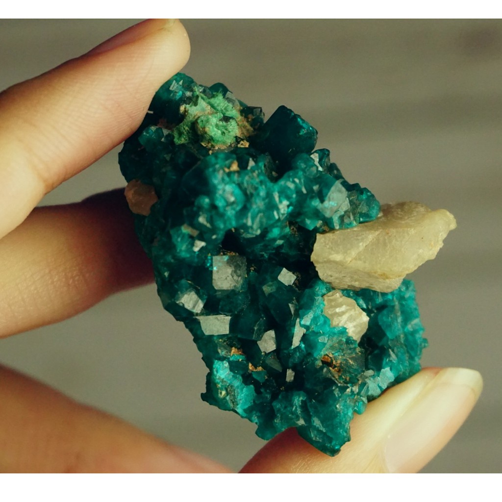 Rare! 38g Natural Exotic Dioptase Cluster with Calcite Specimen from ...