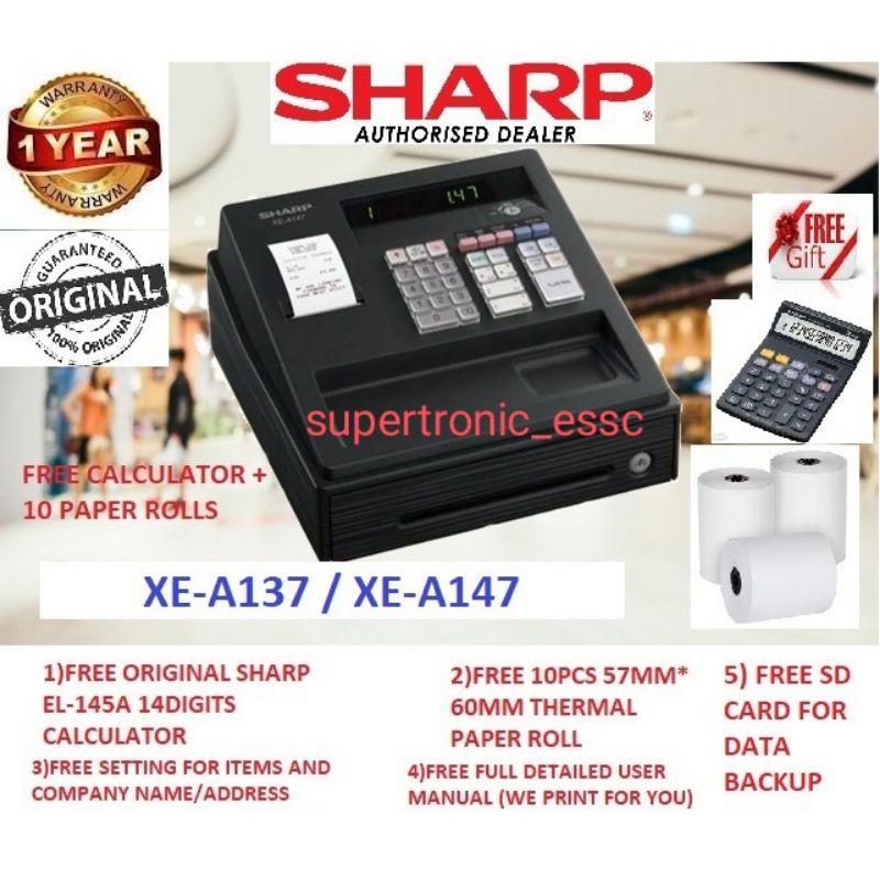 (LAST DEMO UNIT at OUR SHOW ROOM)Sharp Cash Register Machine Mesin Cashier XE-A137 XEA137 ...