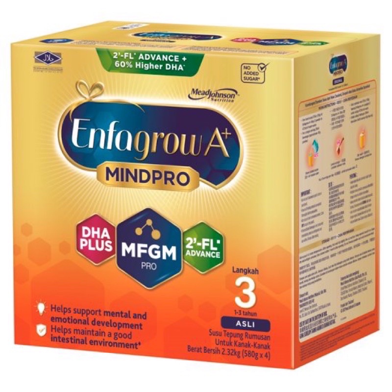 Enfagrow A+ Mindpro 2FL Step3 Asli 2.32kg (580G x 4) (EXP:11/2022) | Shopee Malaysia
