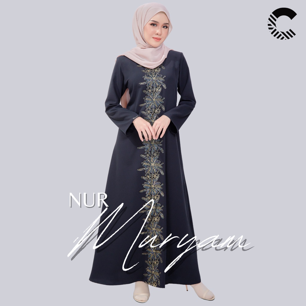 CASALWA | NUR MARYAM | Jubah Hitam & Lace Exclusive Crepe Jubah Abaya ...