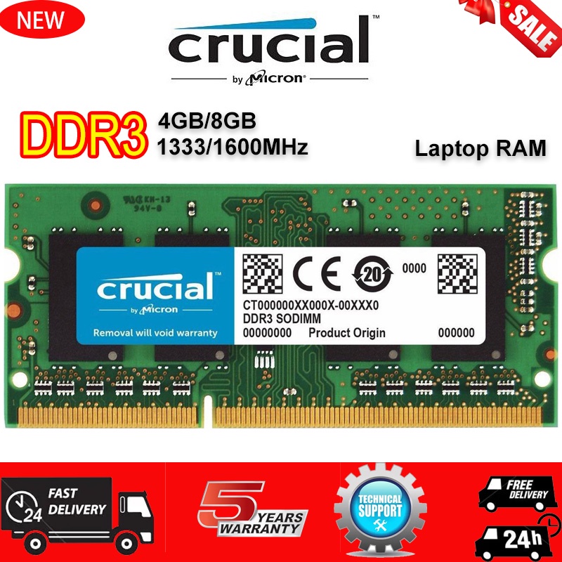 Crucial Laptop RAM DDR3 DDR3L 4GB 8GB 1333/1600MHz Notebook laptop ...