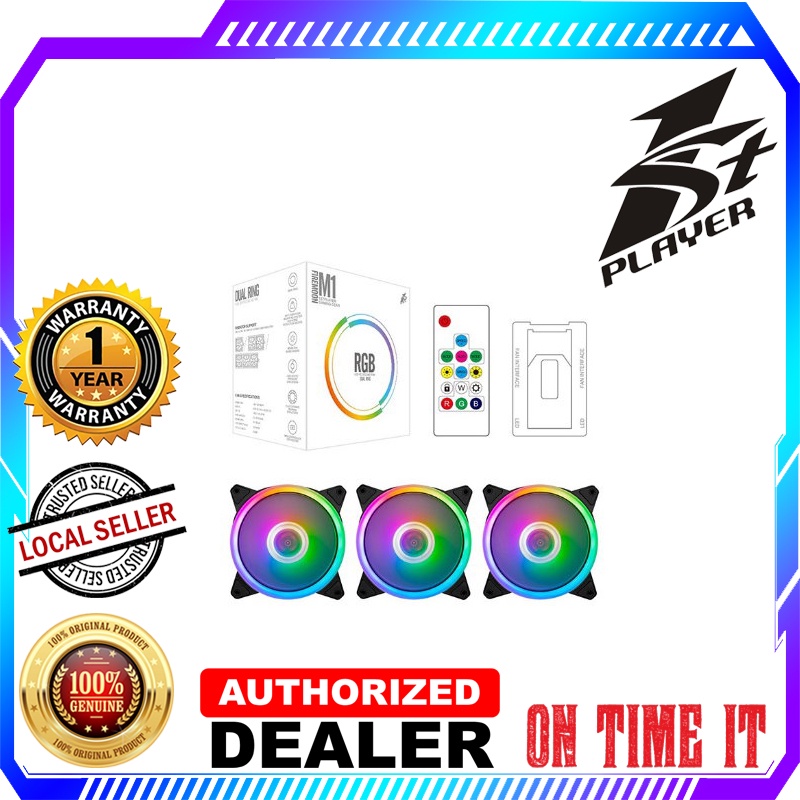 1st Player FireMoon M1 RGB 3-in-1 Combo Pack (3x RGB Fan + Controller ...