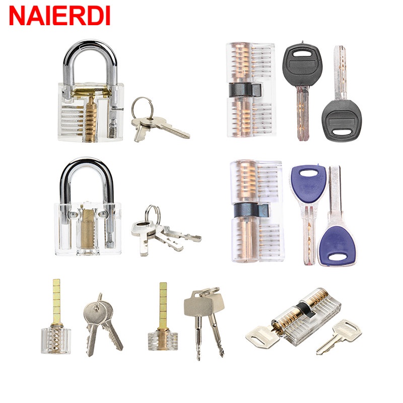 NAIERDI 7PCS/Set Combination Practice Padlock Transparent Locks ...