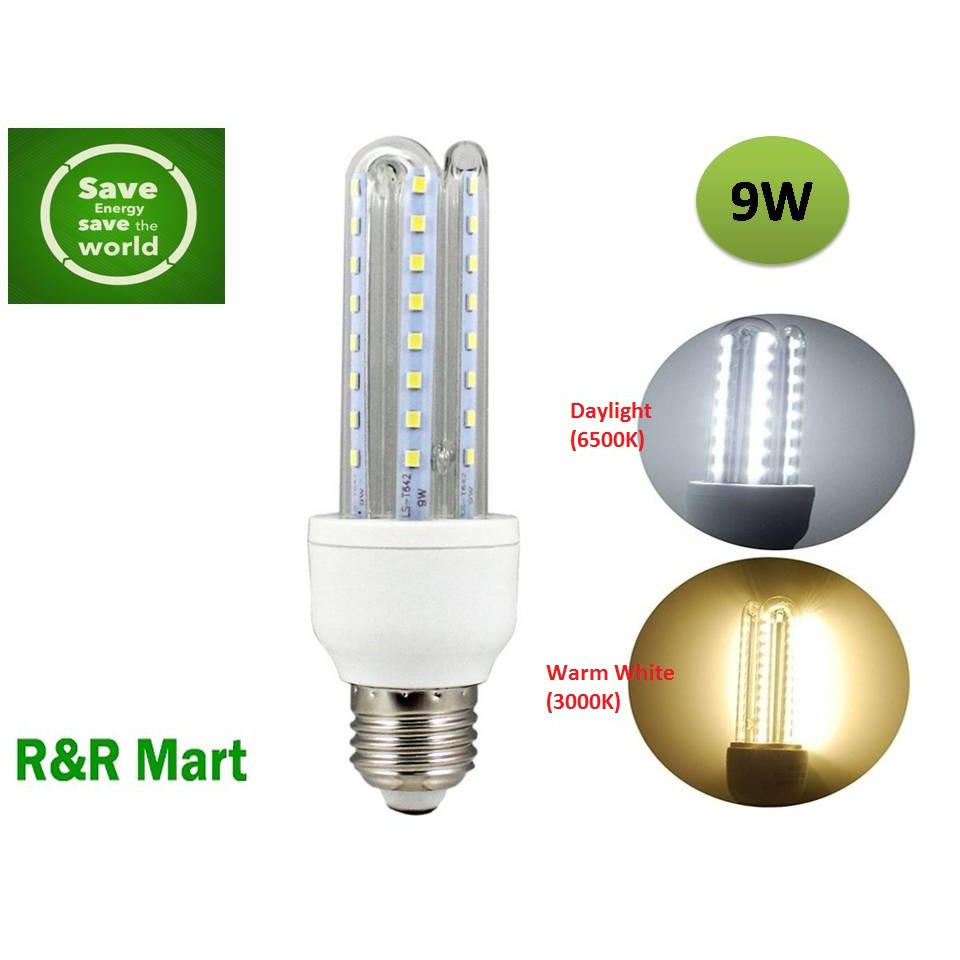 LED 3U Bulb 9W E27 Corn Bulb ( Daylight / Warm White ) | Shopee Malaysia