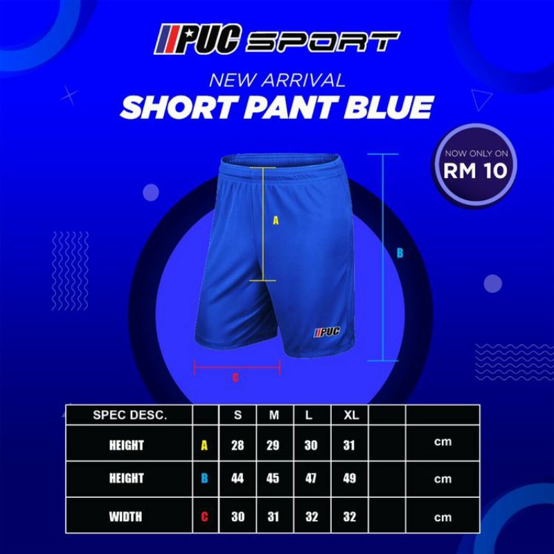 PUC SPORT SHORTPANT BLUE | Shopee Malaysia