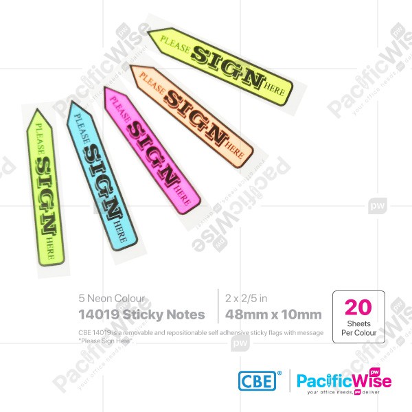 CBE Sticky Note 14019 – Removable Sticky Flags "Please Sign Here"(5 ...