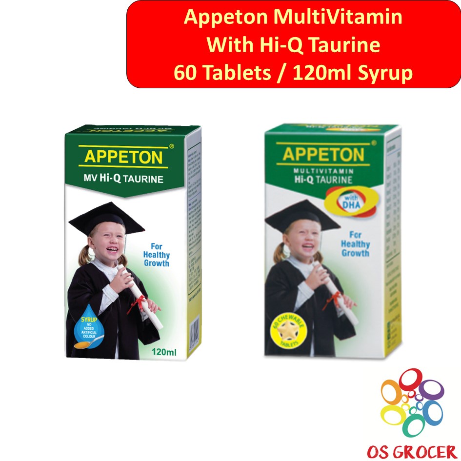 Appeton MultiVitamin With Hi-Q Taurine 60 Chewable Tablets / 120ml ...