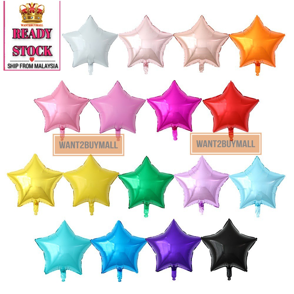 🇲🇾 3 Size 5/10/18 Inch Star Shape Shining Colour Birtyday Party Graduation Anniversary Foil ...