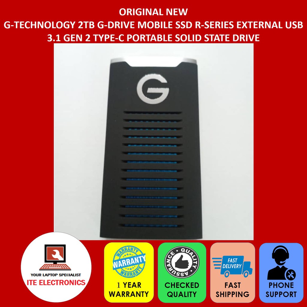 ORIGINAL G-TECHNOLOGY 2TB G-DRIVE MOBILE SSD R-SERIES EXTERNAL USB 3.1 ...