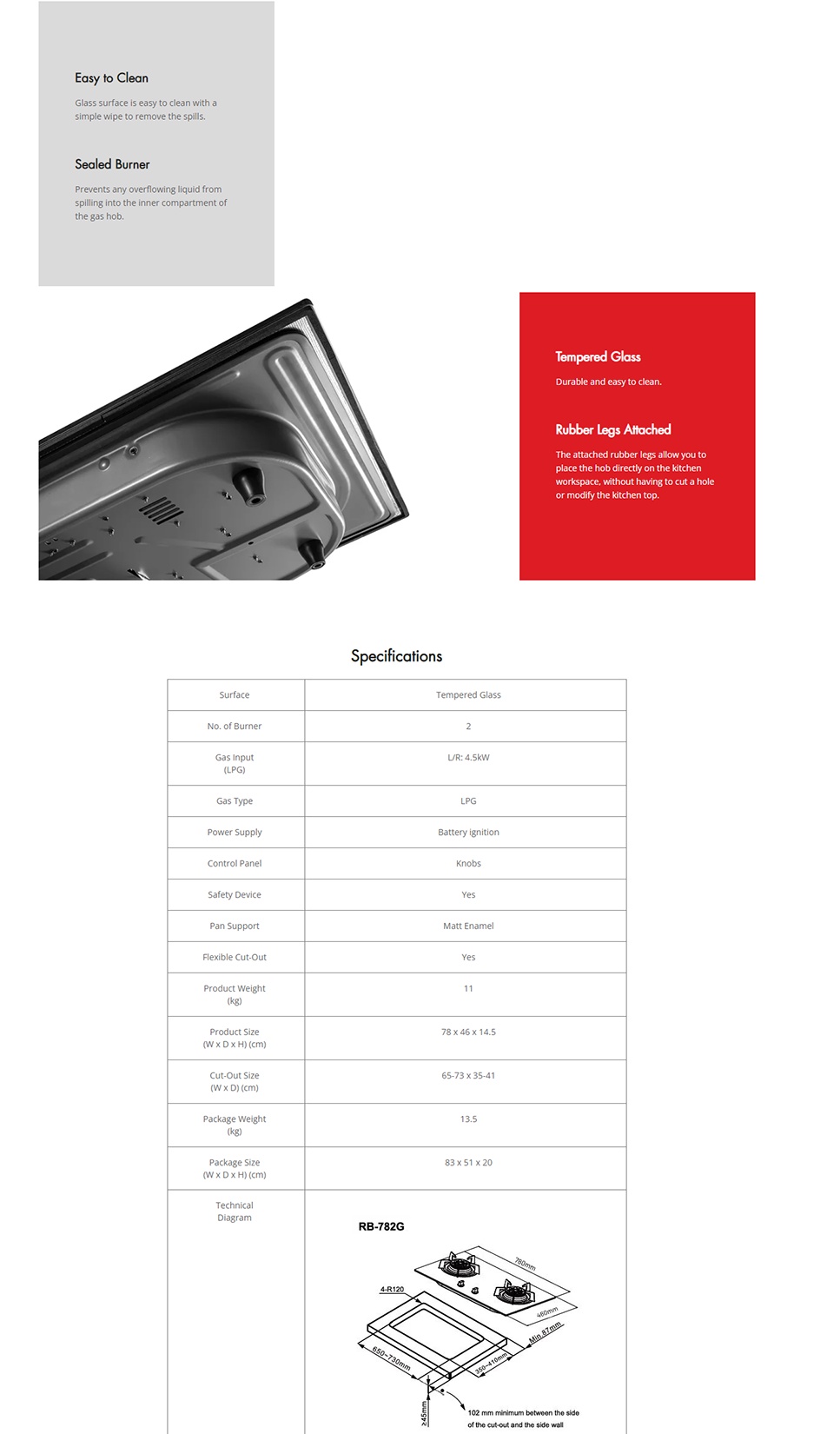 Rinnai RB-782G 2-Burner Flexi Hob Built-in Gas Hob (Glass) (West Malaysia Only) | ESH | Shopee ...