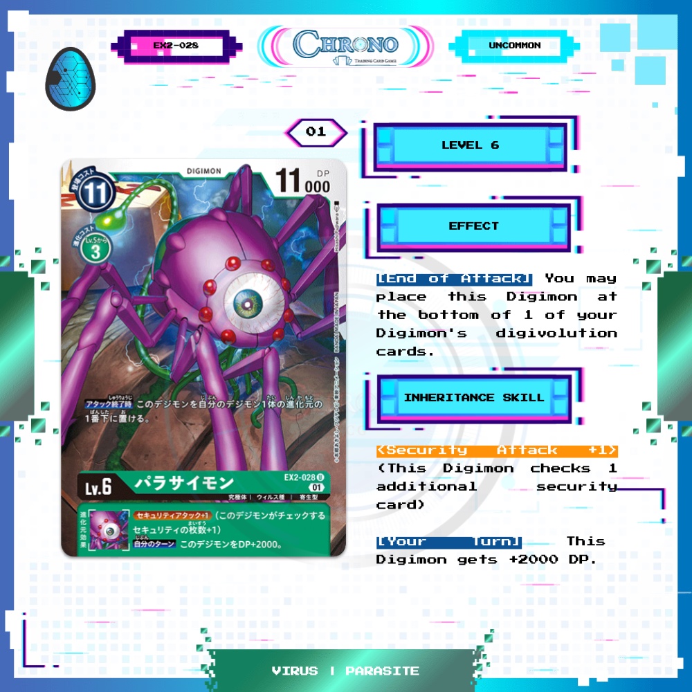 EX2-028 | Parasitemon | Uncommon | Digimon Card Single | Chrono TCG | Digital Hazard[EX2] | EX2 ...