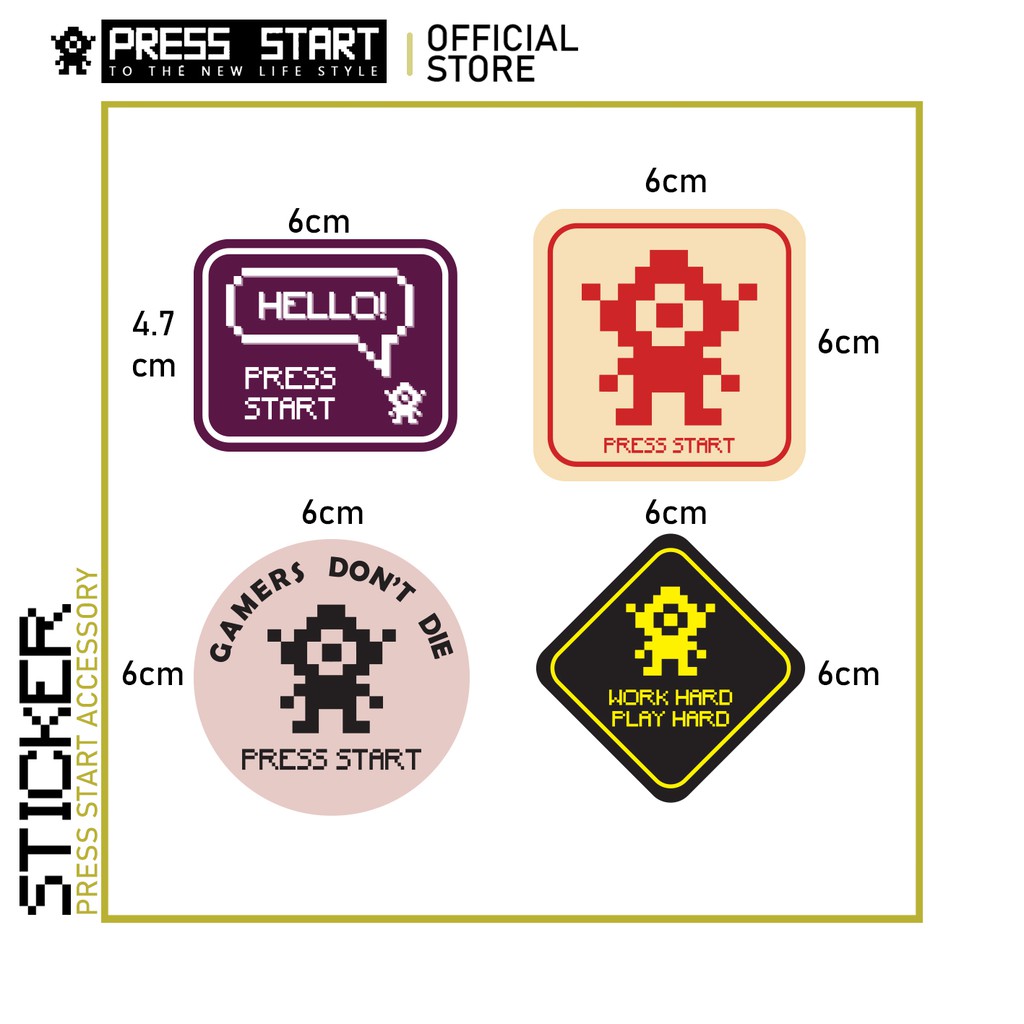 Press Start | Gamer's Brands Sticker. Waterproof Laptop Sticker, Bike ...