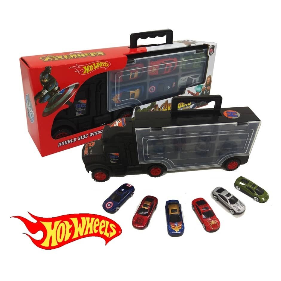 7 In 1 Marvel Avengers Heroes Hot Wheels Car With Truck ( 6 Cars + 1 ...