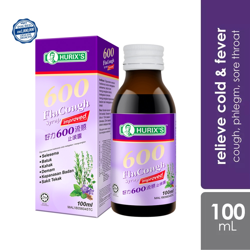 Hurix's 600 Flu Cough Syrup 100ml | Shopee Malaysia
