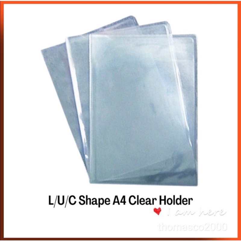 A4 L / C / U Shape Plastic Transparent Holder, PVC Clear Folder, File Plastik telus | Shopee ...