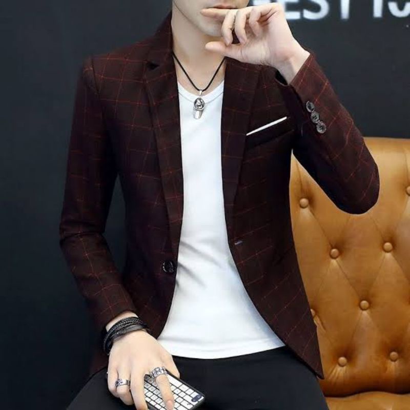 PRIA Plaid Blazer Suit / Korean Blazer / Men's Blazer / Men's Plaid ...