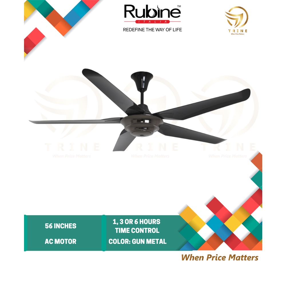 RUBINE RCF-PICCO201-5B-GM 56" CEILING REMOTE FAN 5 BLADES kipas siling | Shopee Malaysia