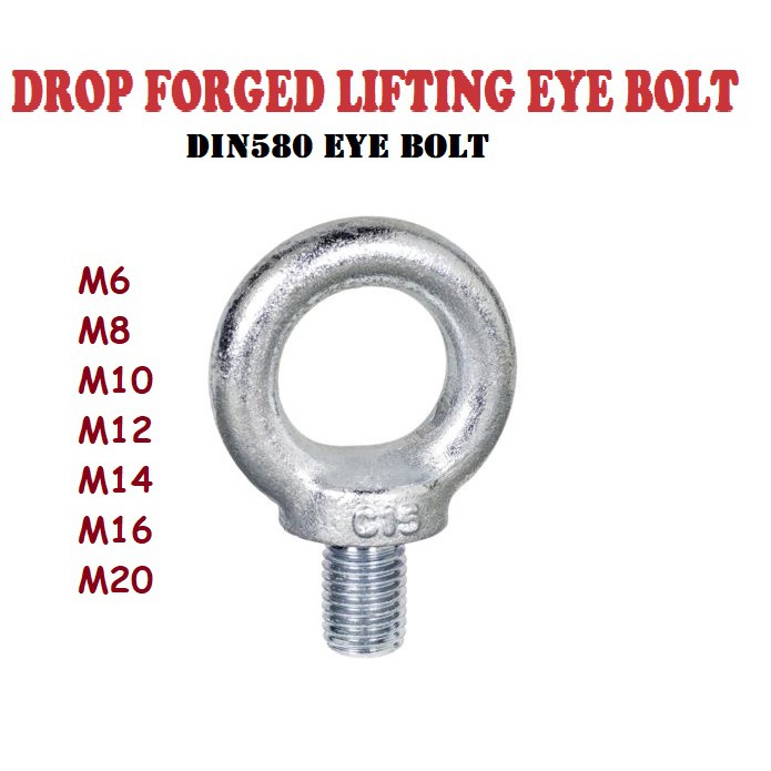 Lifting Eye Bolt / Eye Nut Galvanized Size M6 - M20 DIN 580 | Shopee Malaysia