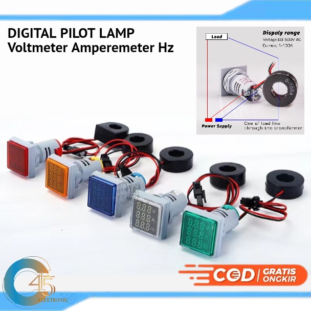 Pilot Lamp Digital Voltmeter+Amperemeter+Hz AD16-22VAH | Shopee Malaysia