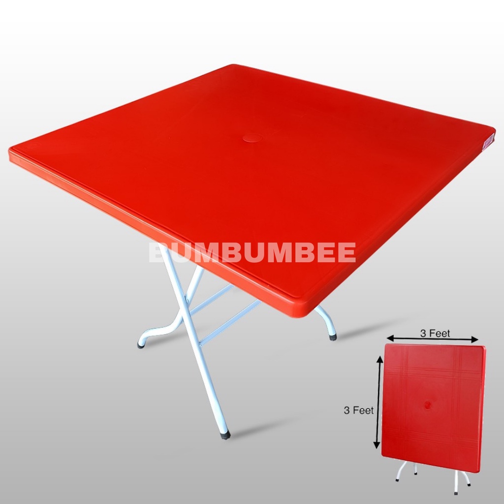 3' x 3' Folding Plastic Table Meja Steel Leg Meja Lipat Plastik Meja ...