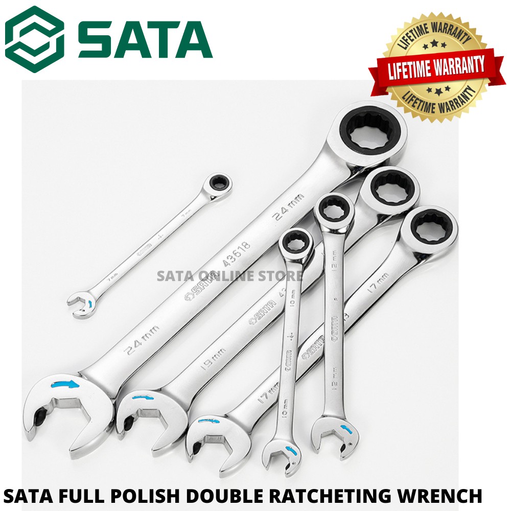 SATA FULL POLISH DOUBLE RATCHETING WRENCH / SPANNAR RATCHET / SPANNAR ...