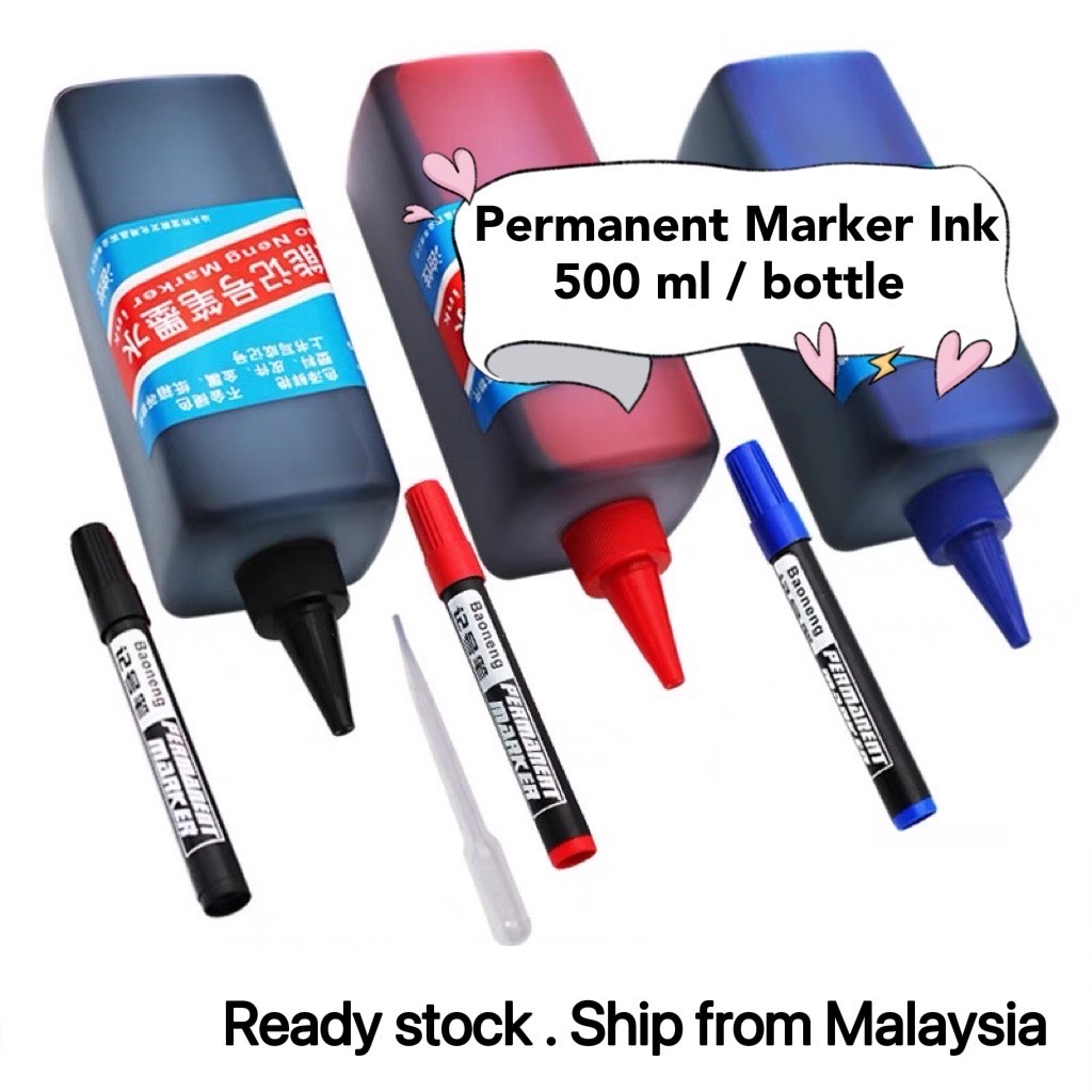 🔥Ready stock🔥 500ml Permanent marker pen Refill black Red Blue Ink ...