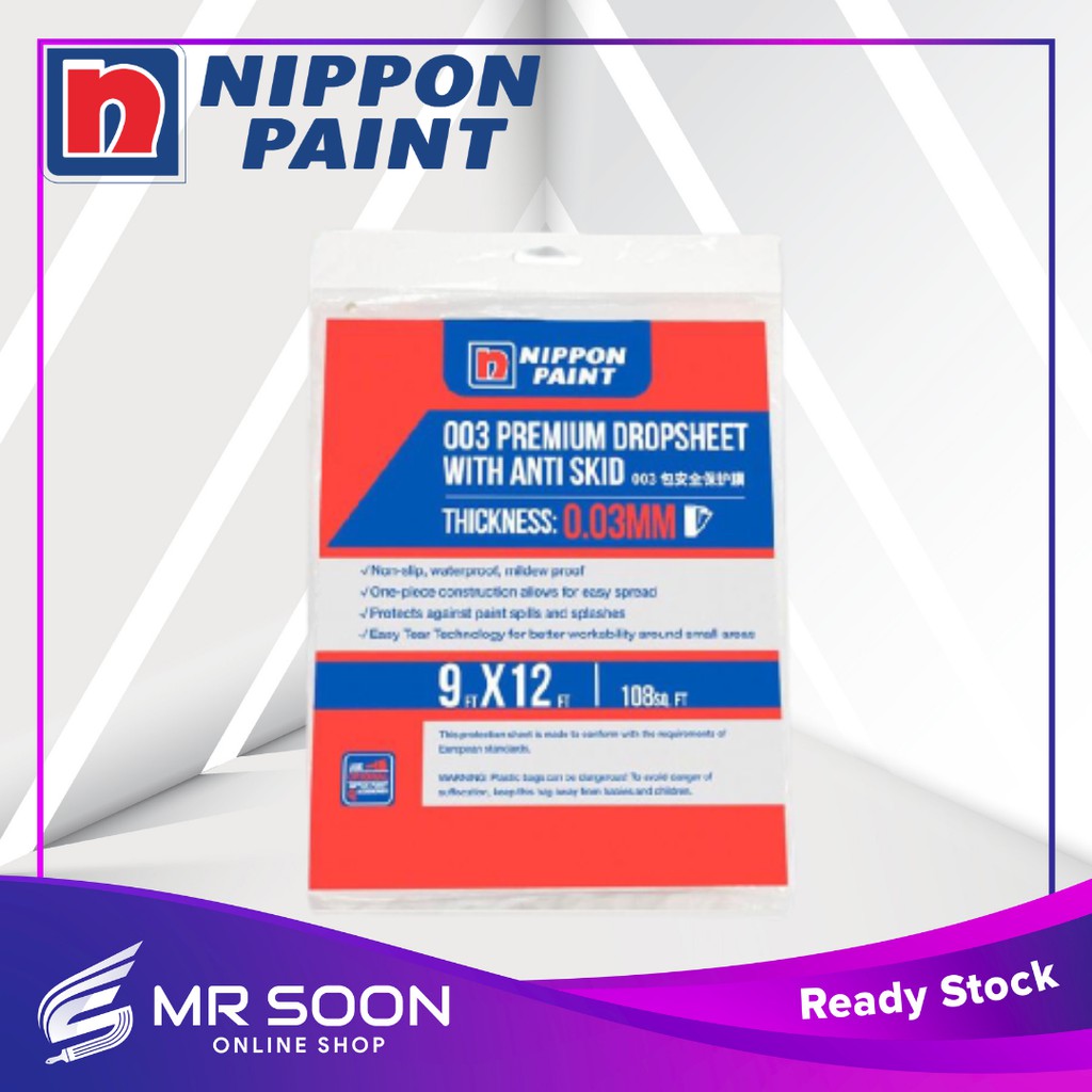 NIPPON PAINT 9ft x 12ft Plastic Canvas 003 Premium Dropsheet With Anti ...